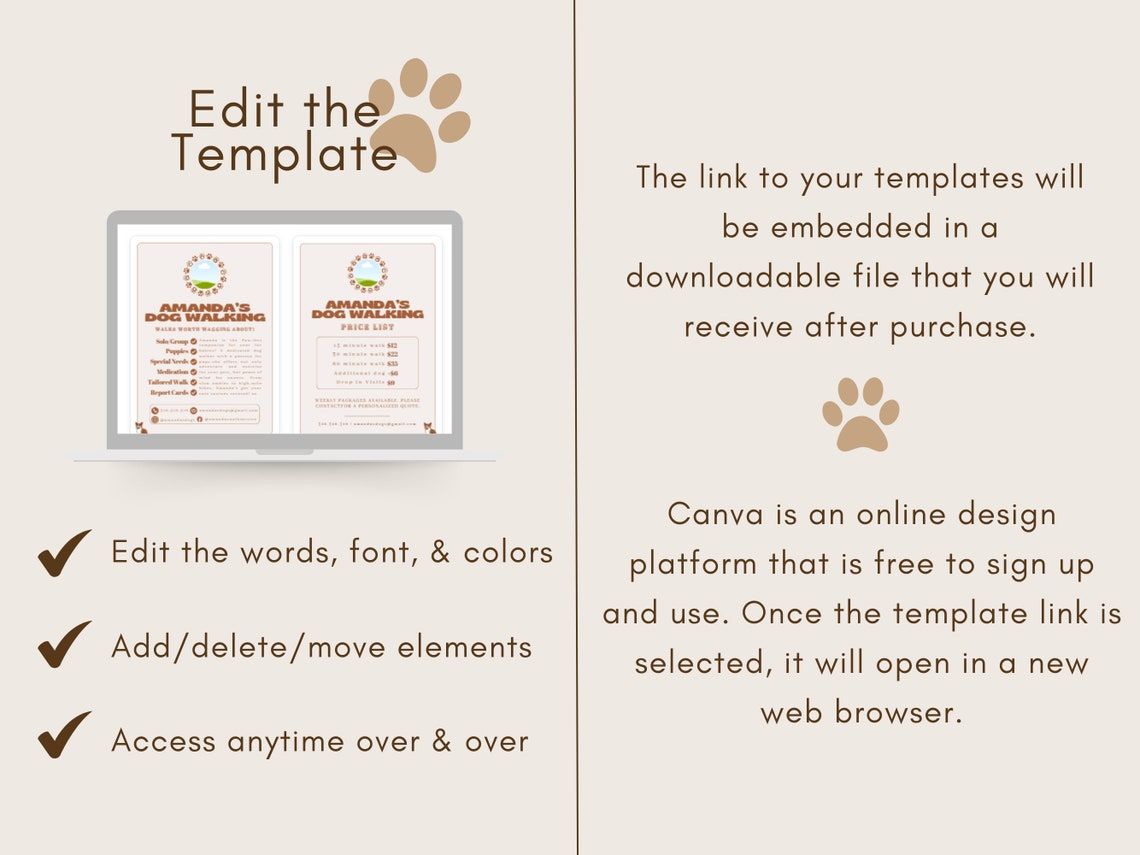 Dog Walking Business Flyer | Dog Walker Price List | Professional Pet ...