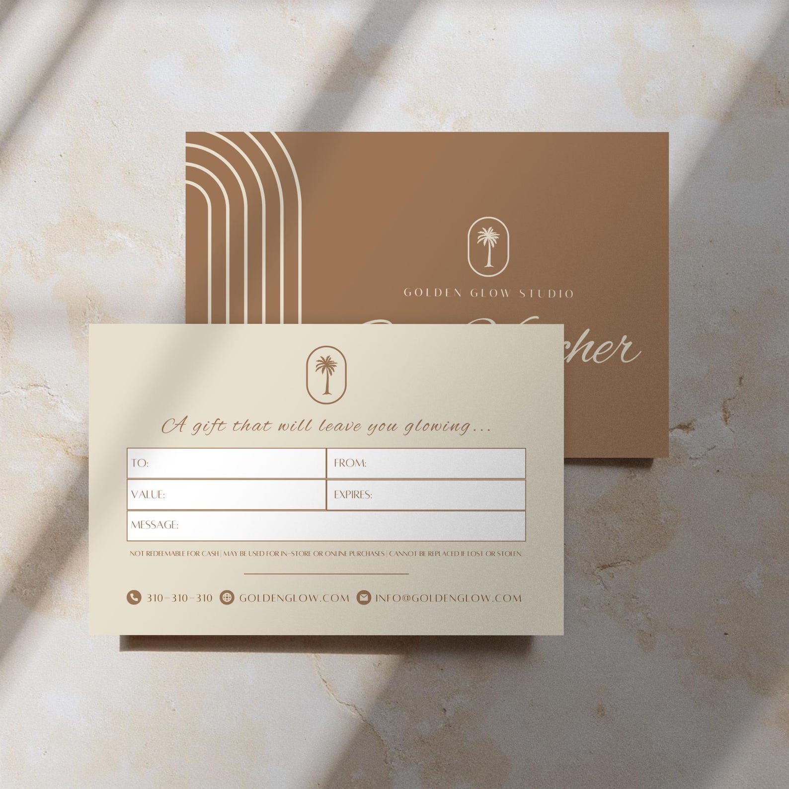 Spray Tan Business Gift Voucher Design | Palm Tree Branding | Gift ...