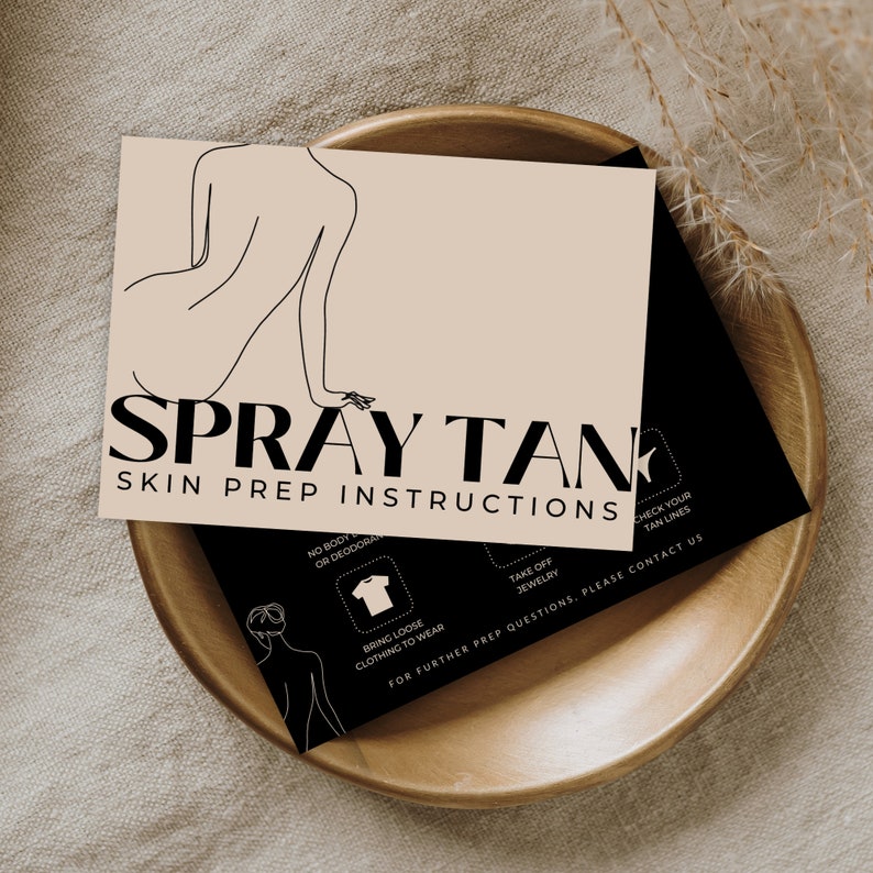 Spray Tan Artist Skin Prep Card Editable Template | Client Care Cards ...