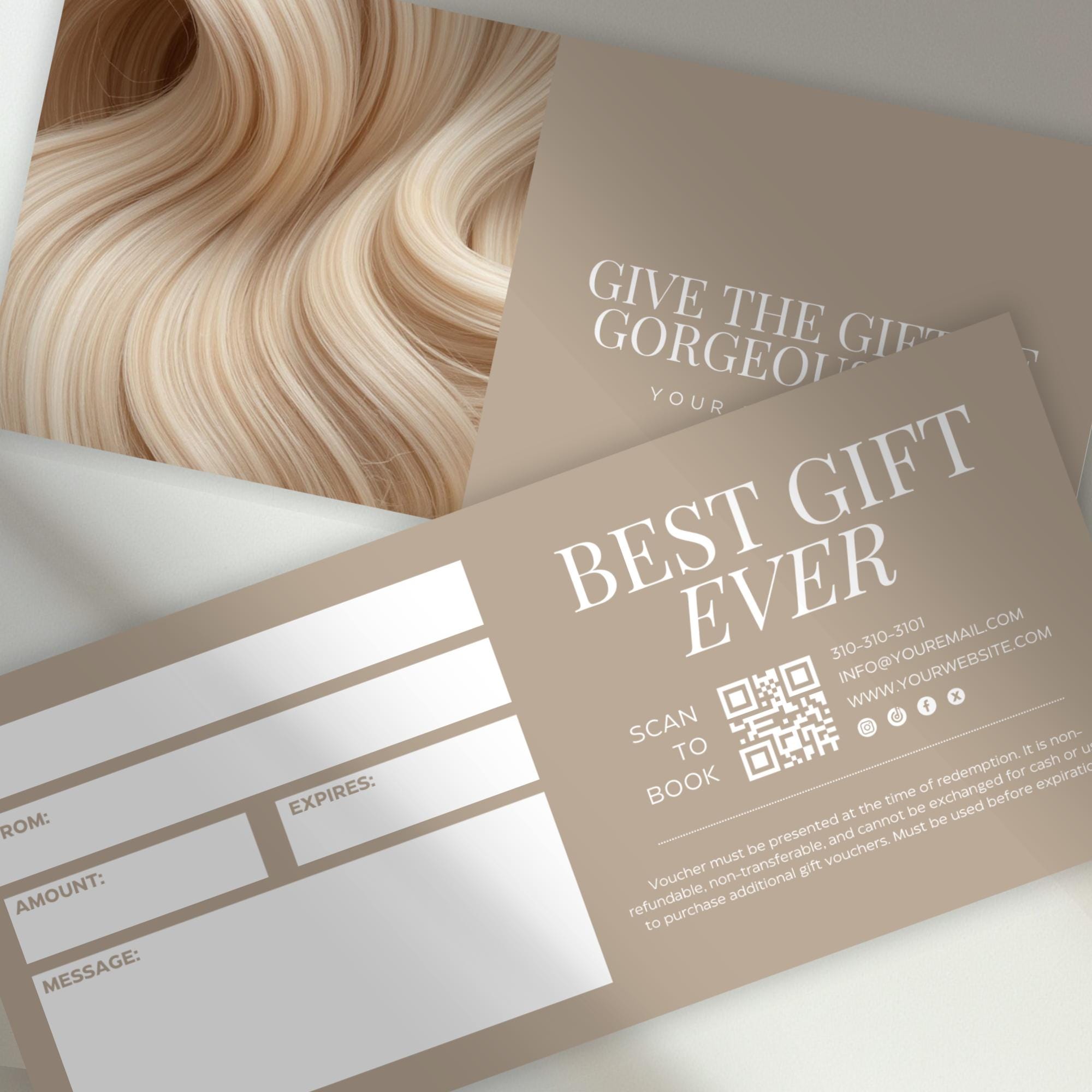 Hair Salon Gift Voucher | Neutral Aesthetic Gift Card | Beauty Business ...