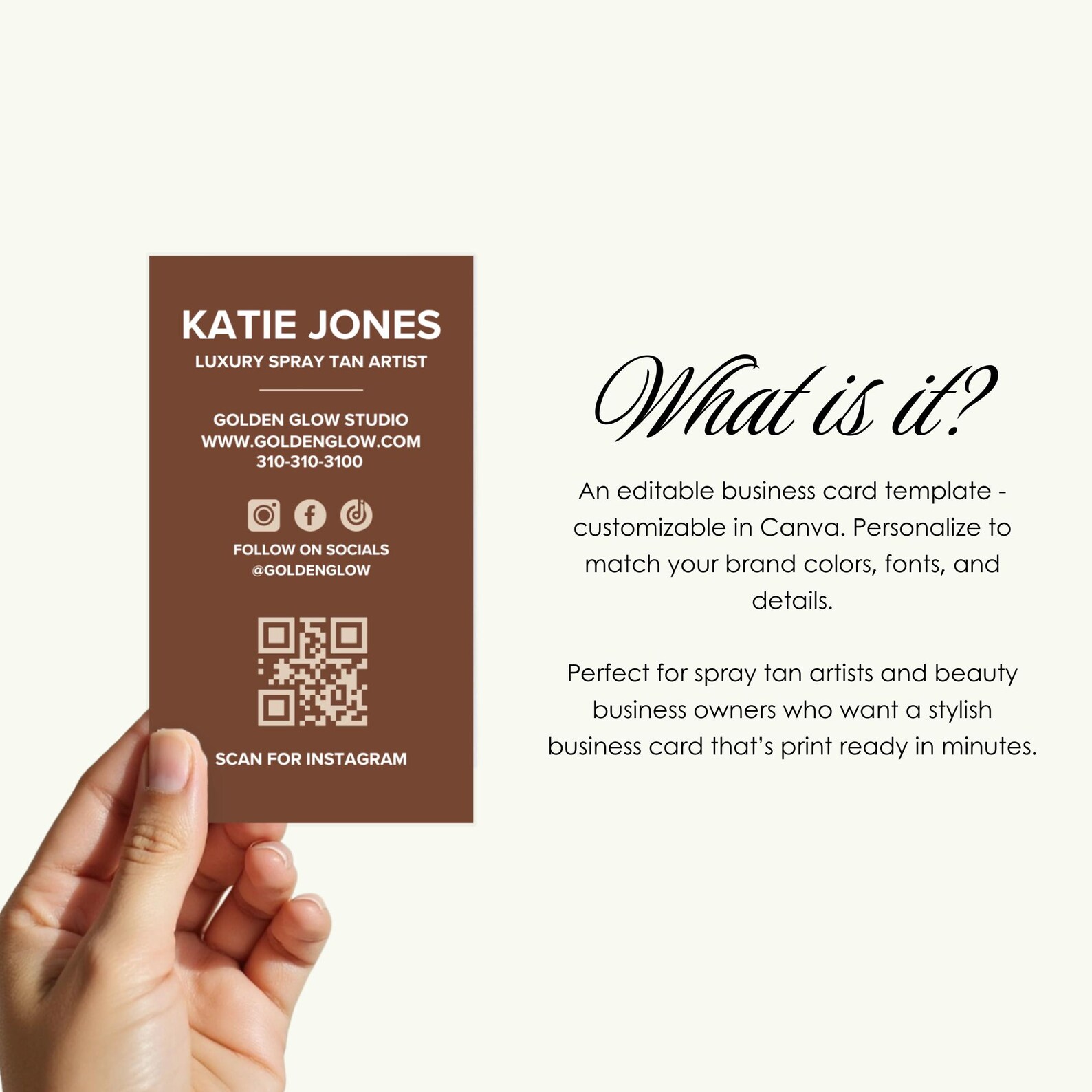 Spray Tan Business Card Template | Printable Beauty Business Cards ...