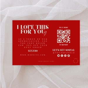Red Thank You Order Card | Package Insert | Order Insert Card ...
