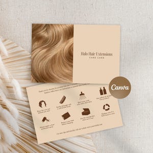 Halo Hair Extensions Care Card Neutral Aesthetic Beauty Care Card Hair ...