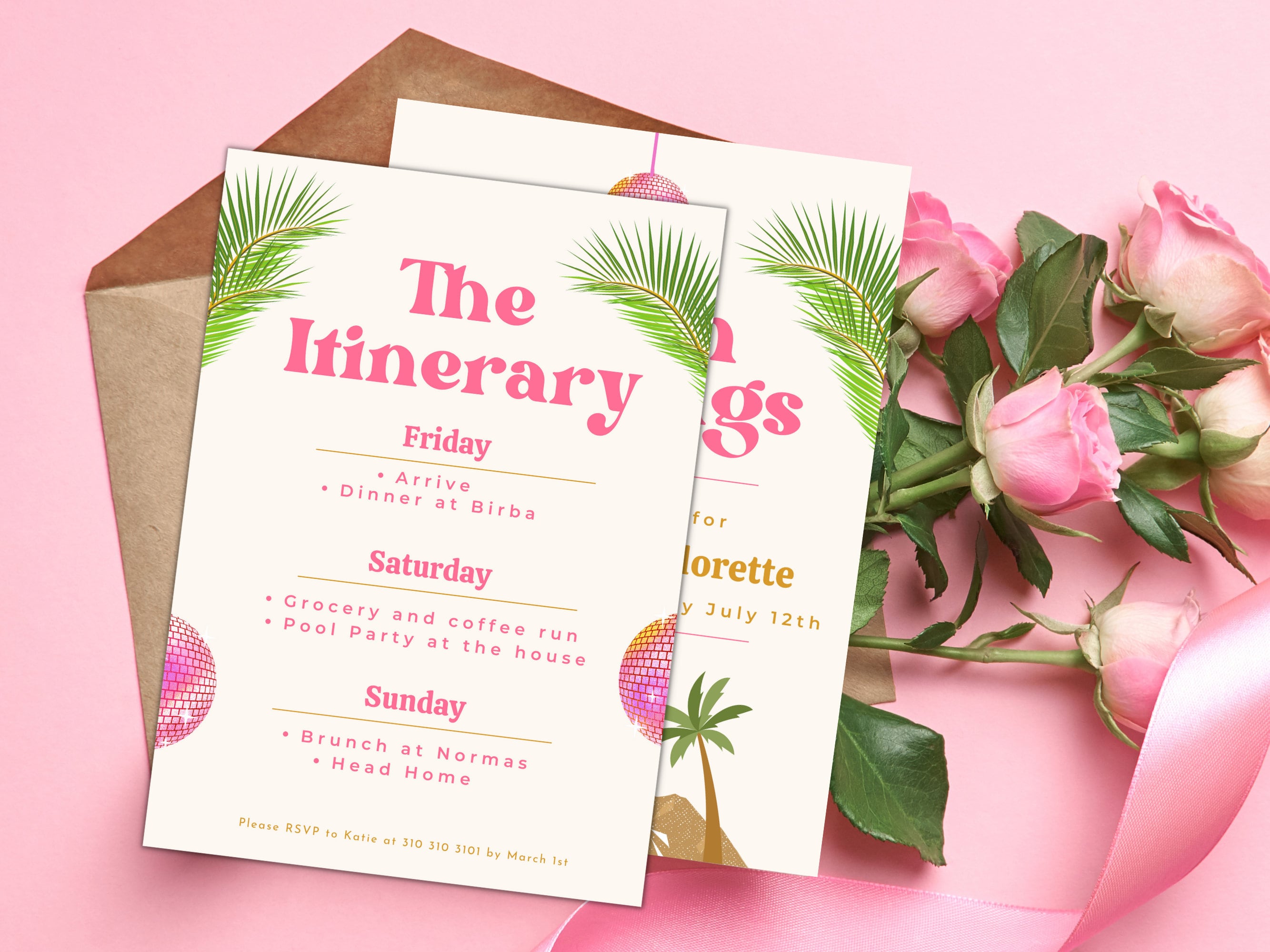 Palm Springs Desert Disco Theme Invitation & Itinerary Design, E-vite ...