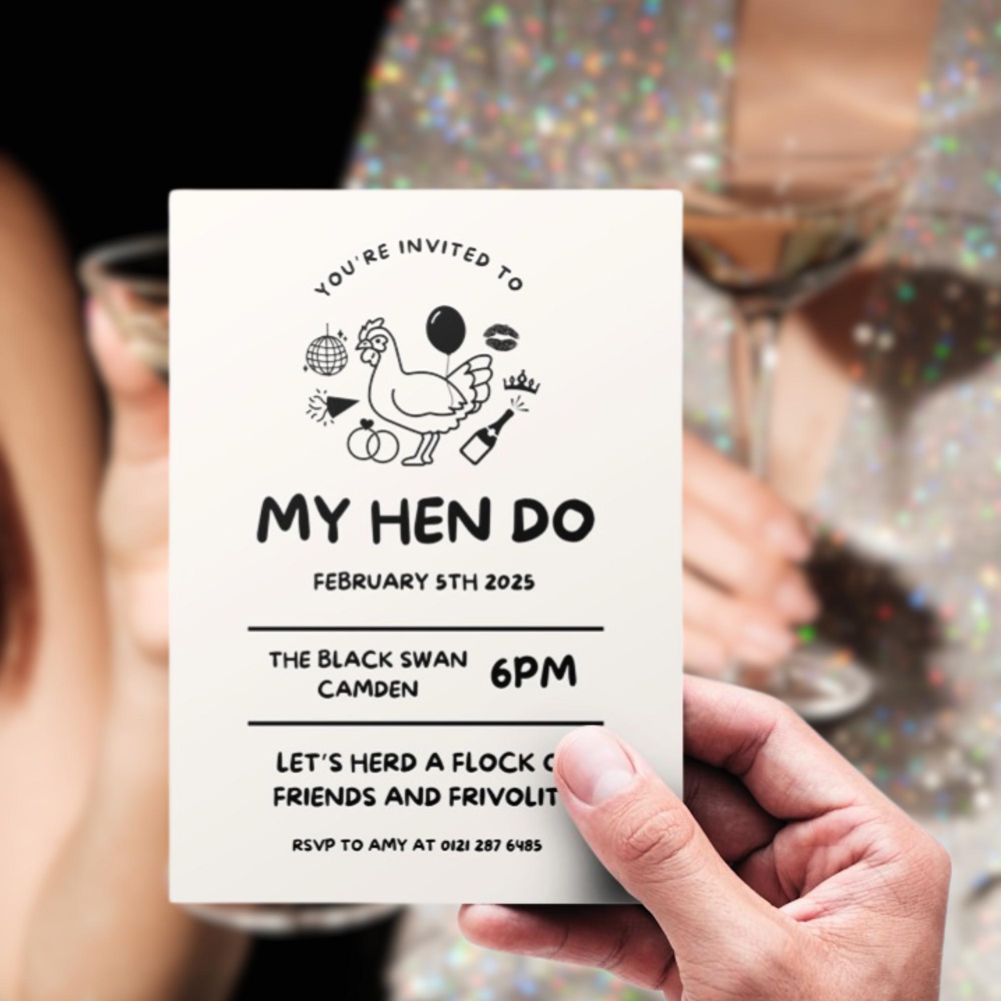 Hen Do Party Invitation Design | Hen Party E-vite | Bachelorette Party ...