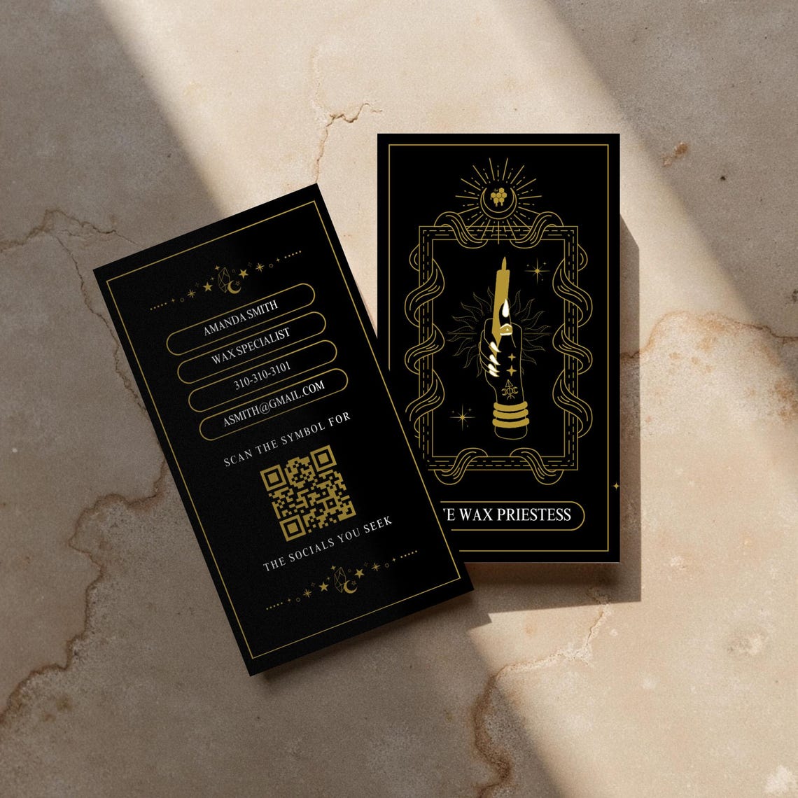 Tarot Card Wax Specialist Business Card | Tarot Card Design | Waxing ...