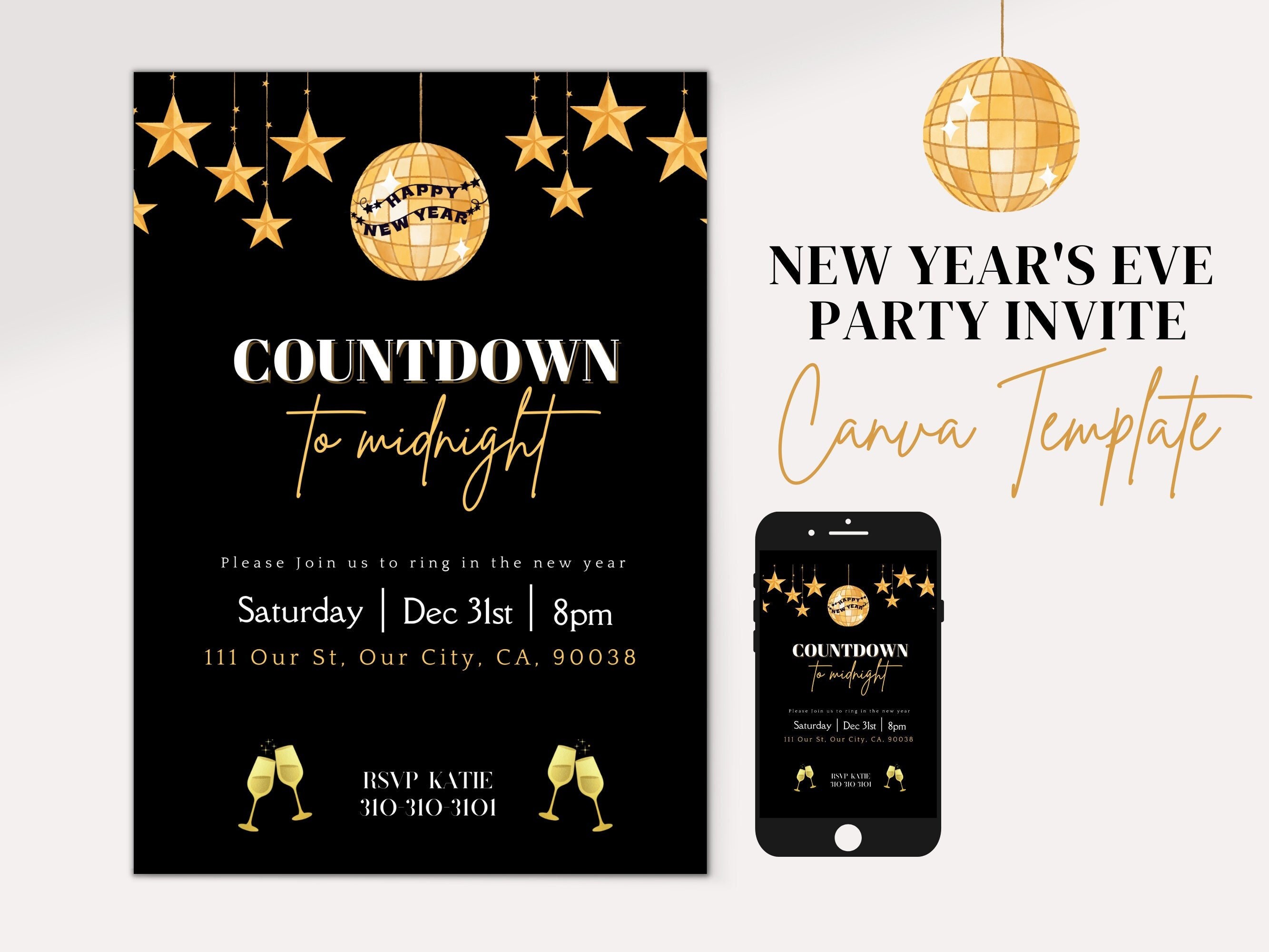 New Year's Eve Party Invitation Design 'countdown to - Etsy