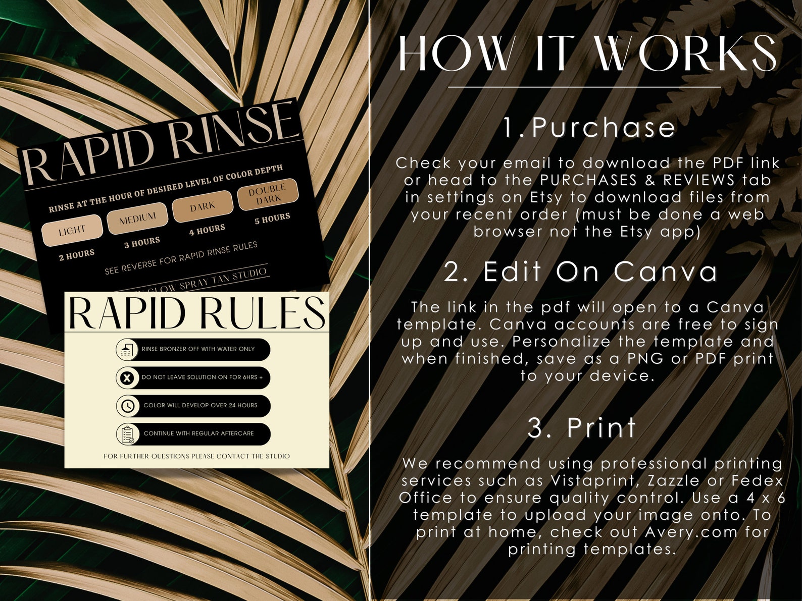 Rapid Rinse Spray Tan Aftercare Card Express Spray Tan Rack - Etsy