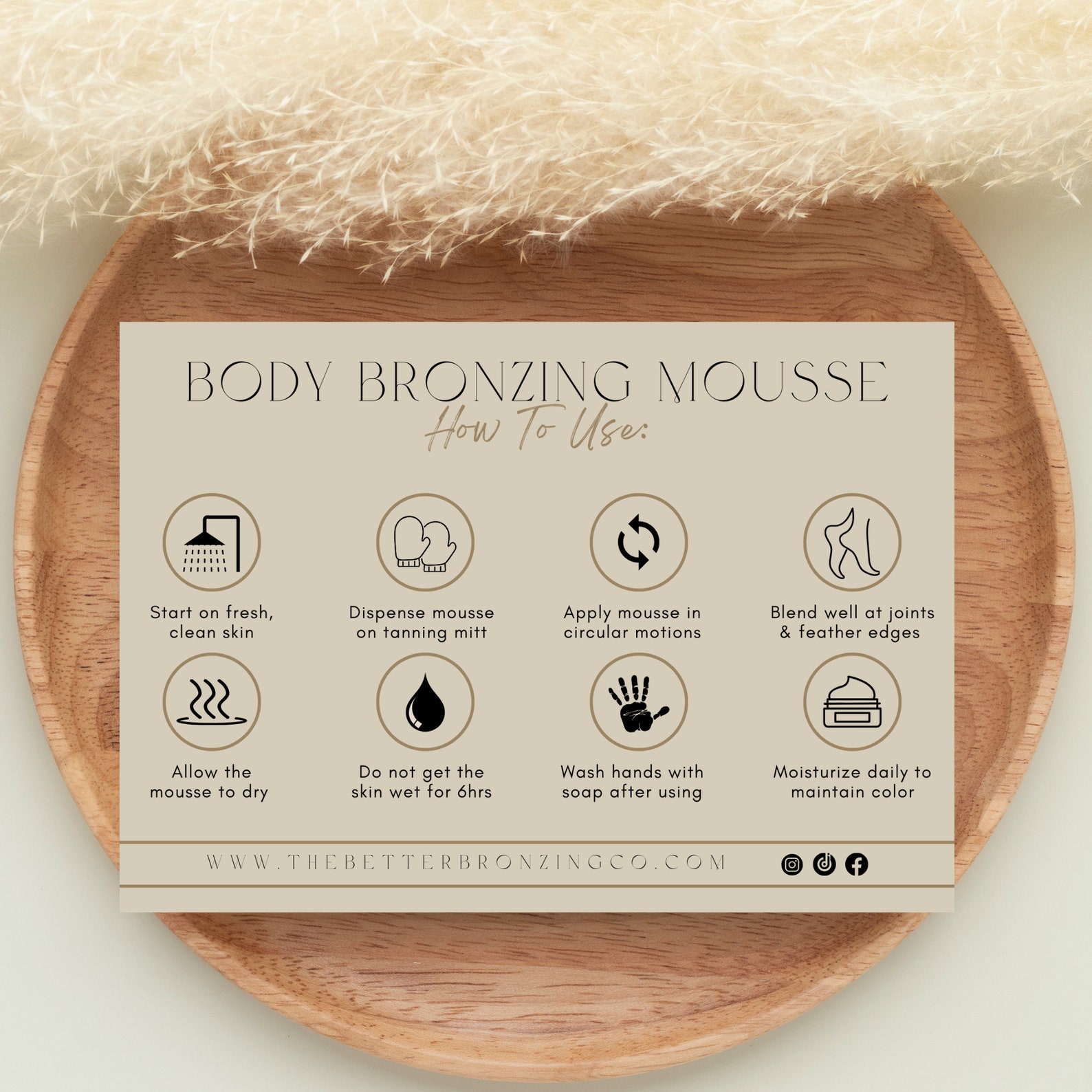 Tanning Mousse Care Card Editable Template Design | Self-tan ...
