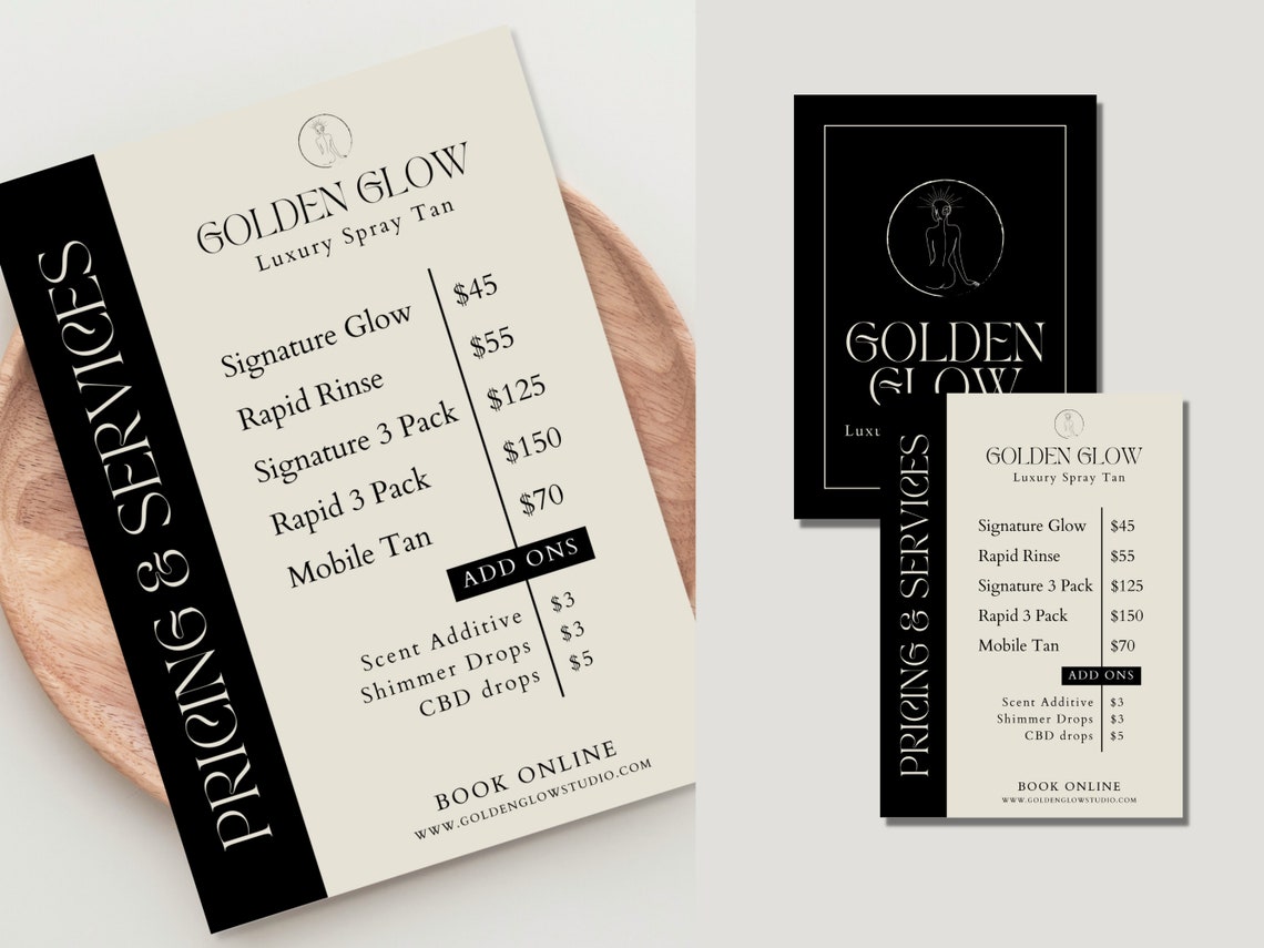 Spray Tan Business Marketing Bundle Editable Templates - Etsy