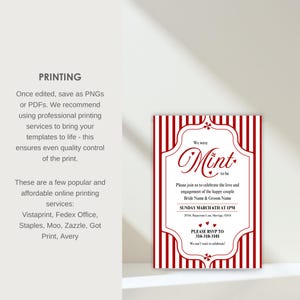 Engagement Party Invitation Design | Peppermint Themed Party Invitation ...