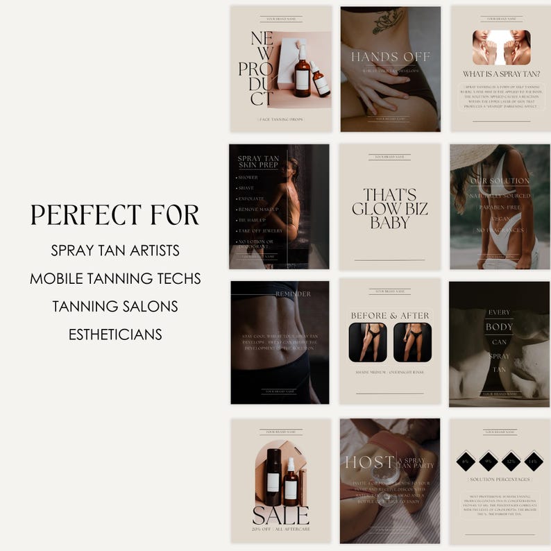 100 Spray Tan Instagram Canva Templates | Editable Social Media Posts ...