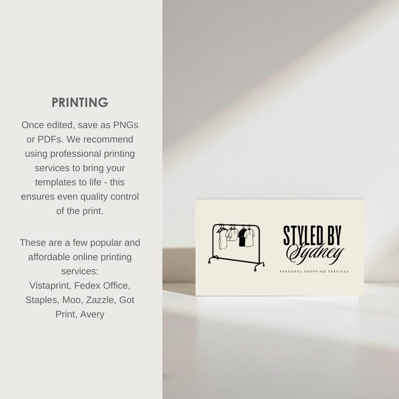 Stylist Business Card Template | Printable Personal Shopper Business ...