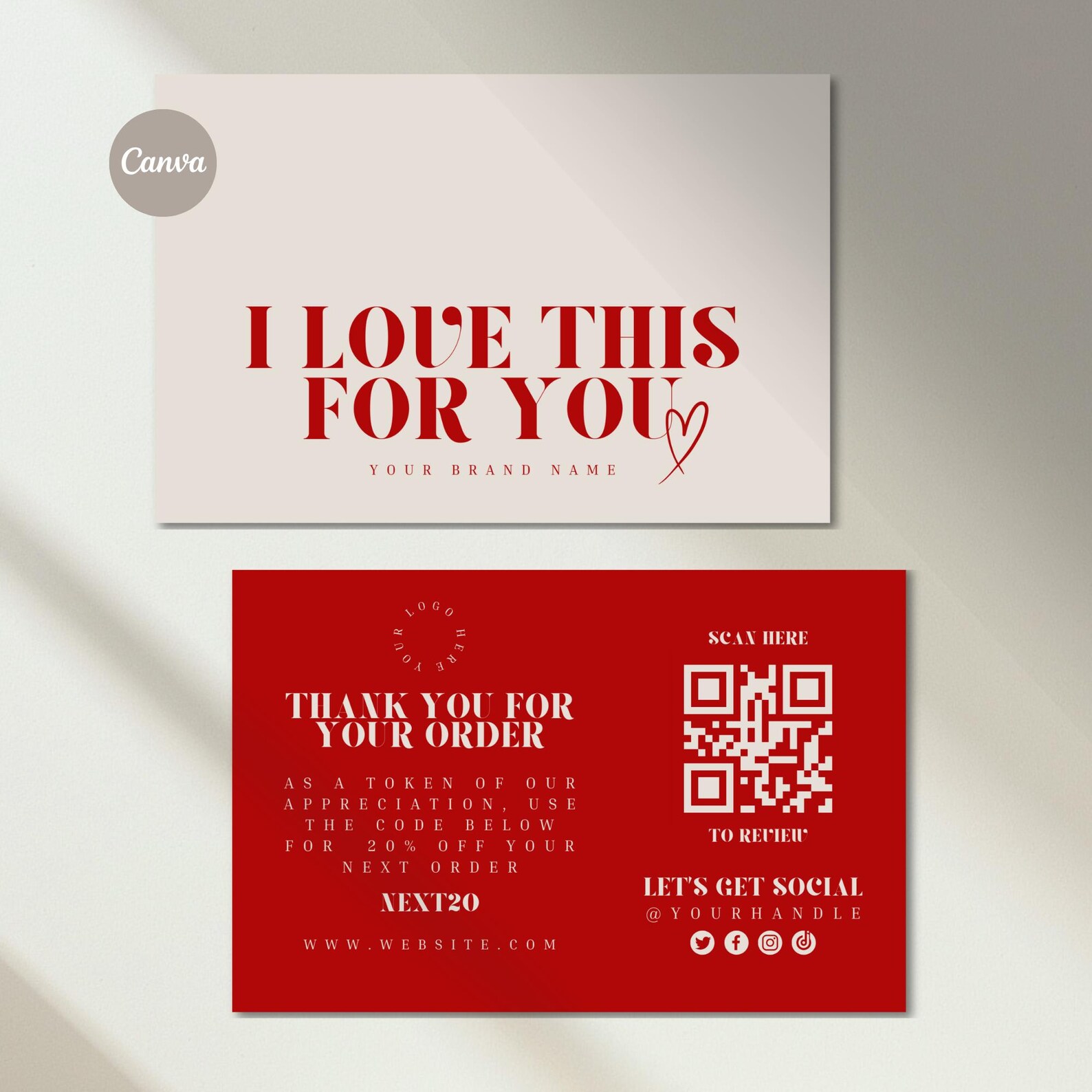Red Thank You Order Card | Package Insert | Order Insert Card ...