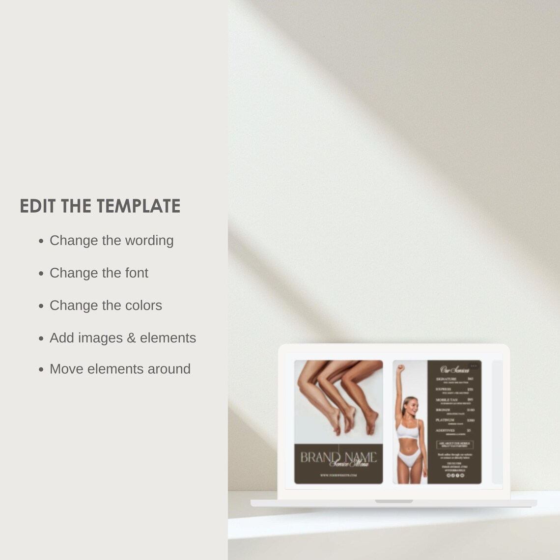 Spray Tanning Price List and Service Menu | Beauty Business Pricing ...