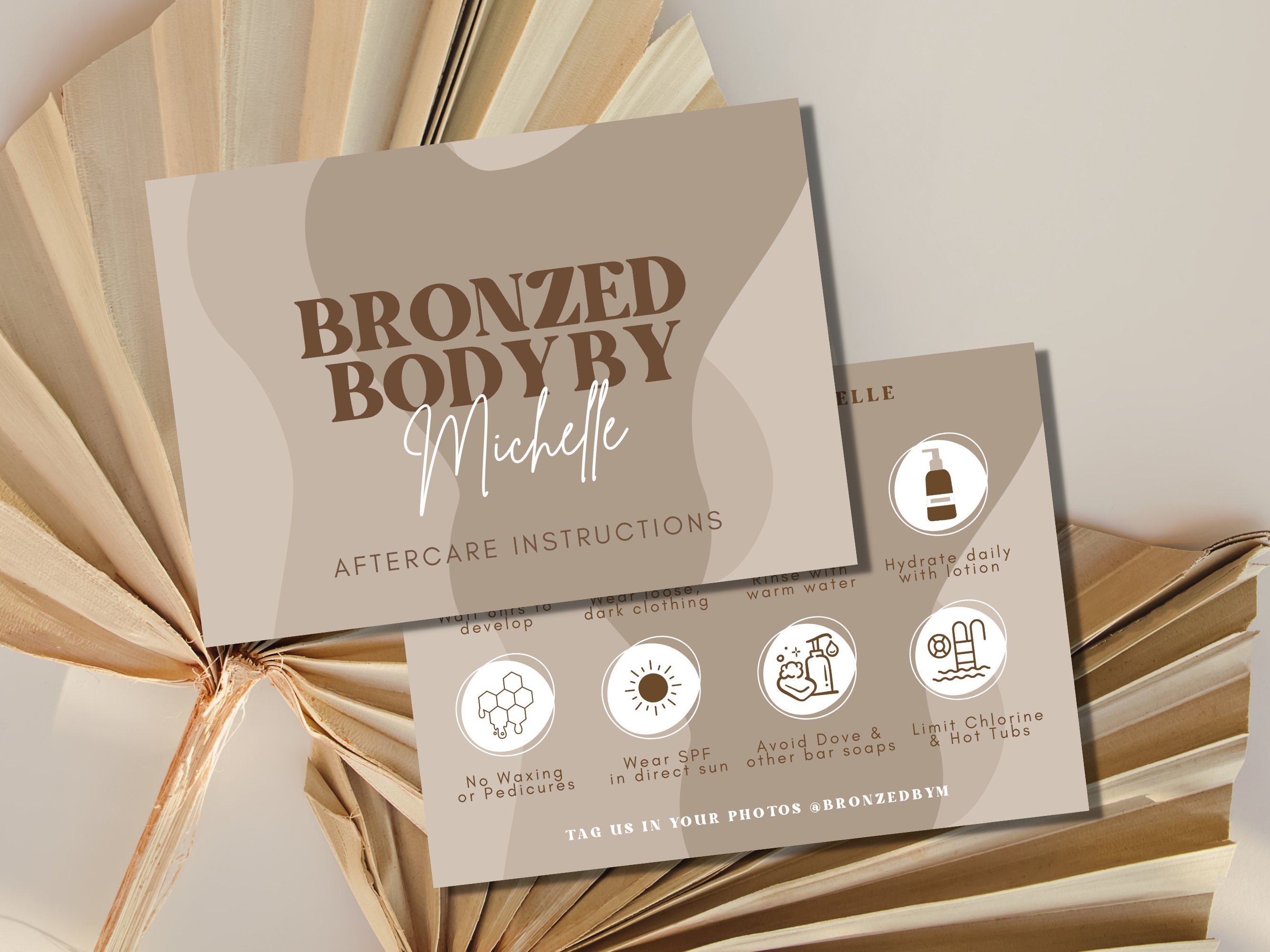 Spray Tan Artist Aftercare Card Editable Template Neutral - Etsy