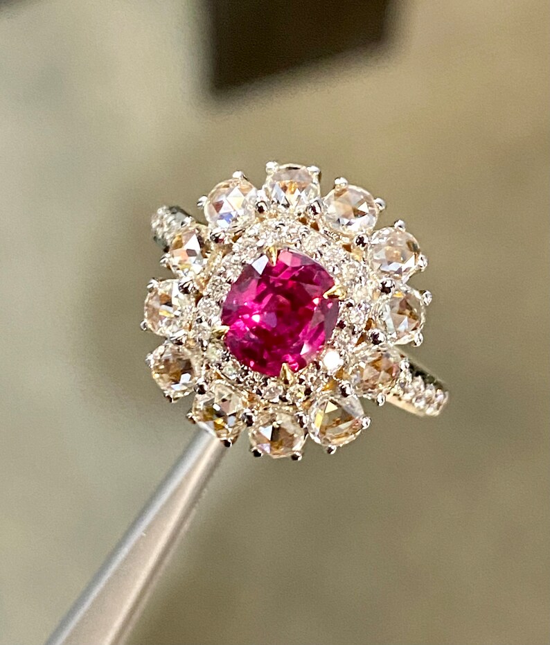 Rare and Stunning Burmese Ruby and Diamond Ring in Solid 18K Gold - Etsy