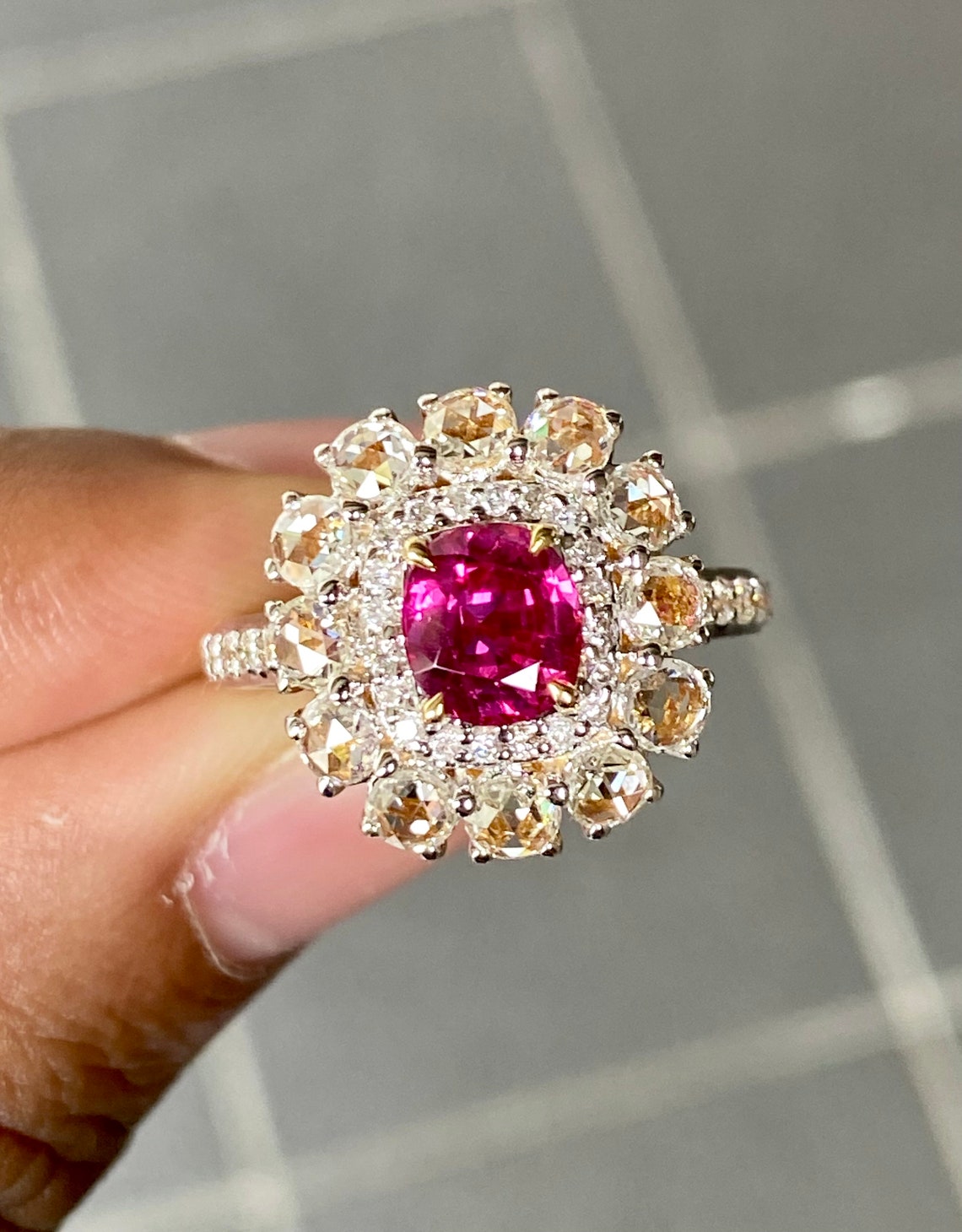 Rare and Stunning Burmese Ruby and Diamond Ring in Solid 18K Gold - Etsy