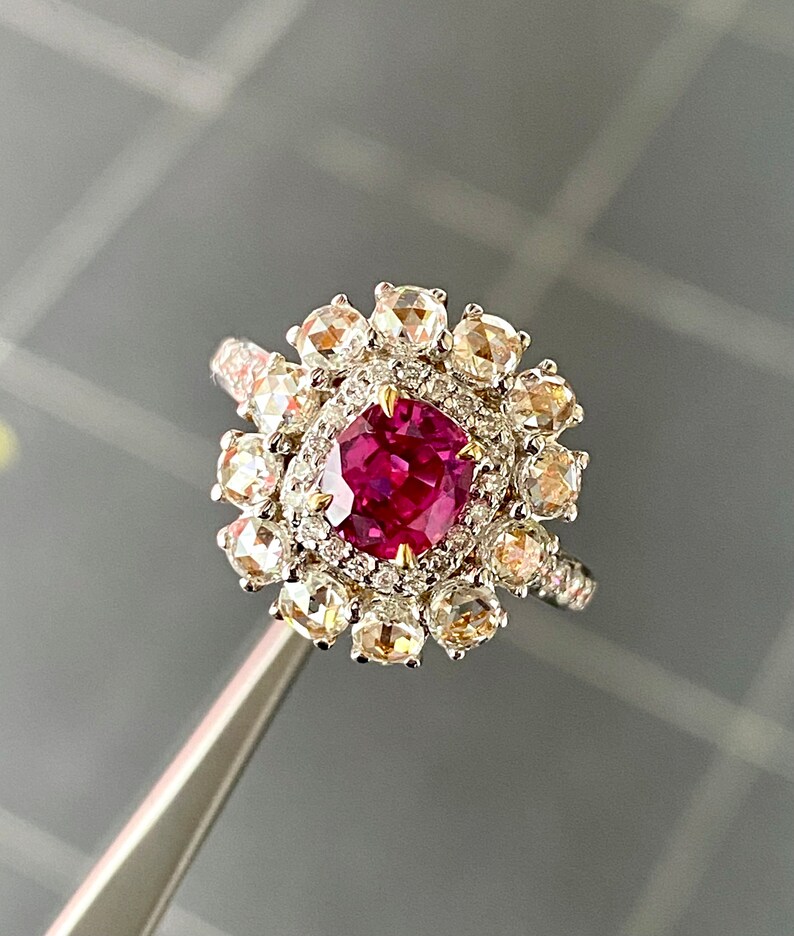 Rare and Stunning Burmese Ruby and Diamond Ring in Solid 18K Gold - Etsy