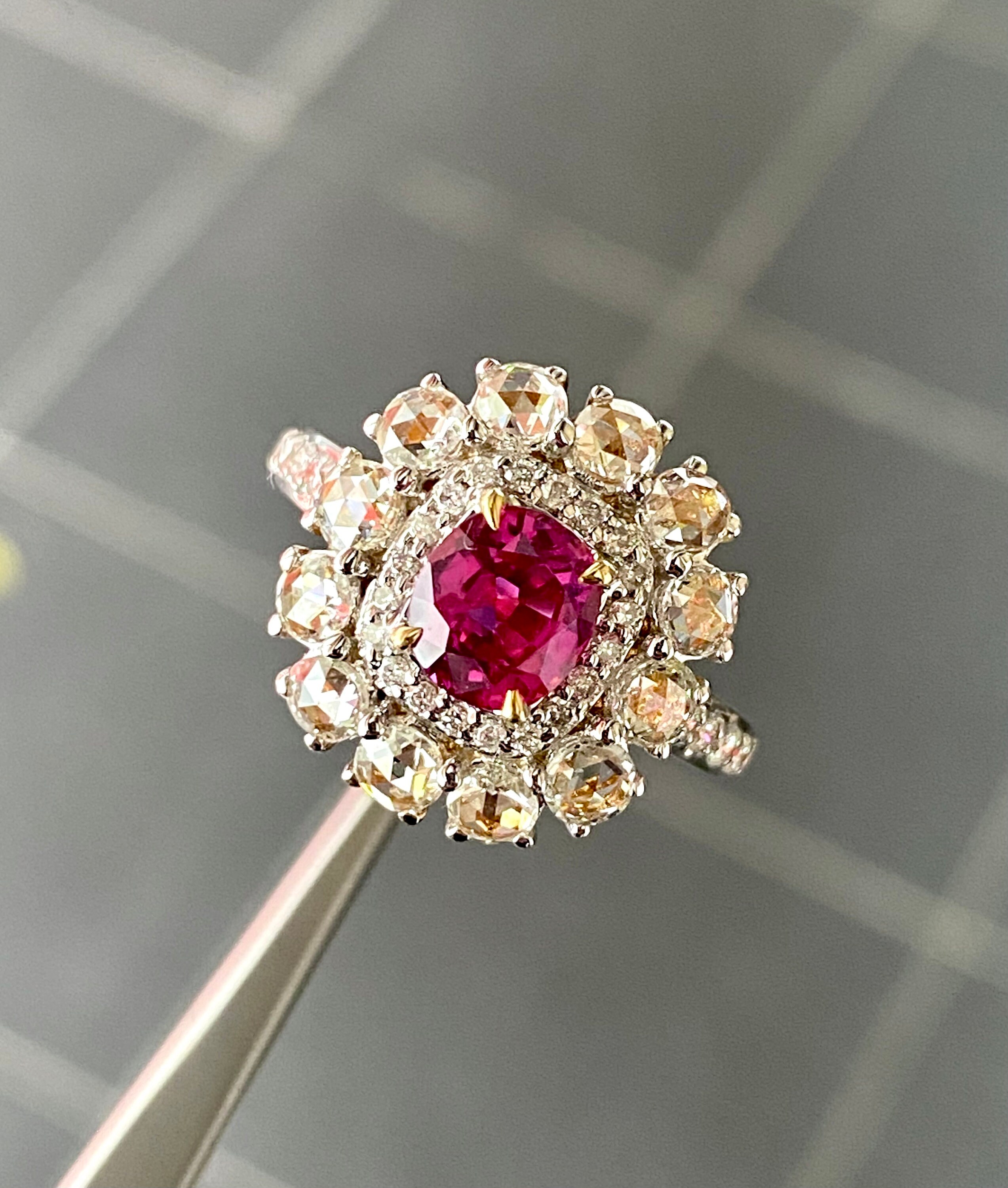 Rare and Stunning Burmese Ruby and Diamond Ring in Solid 18K Gold - Etsy