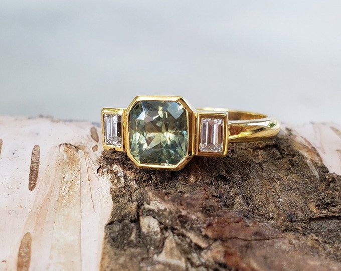 Stunning Genuine and Certified Bi-color Sapphire With Diamonds in 18K ...