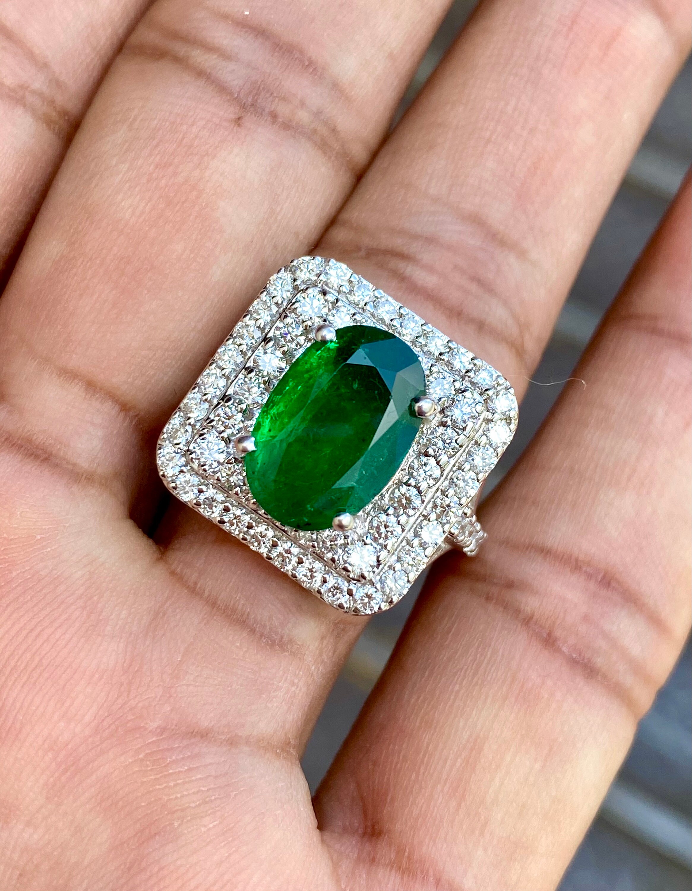 Bold and Beautiful 5.82TCW Emerald and Diamond Ring in 18kt - Etsy