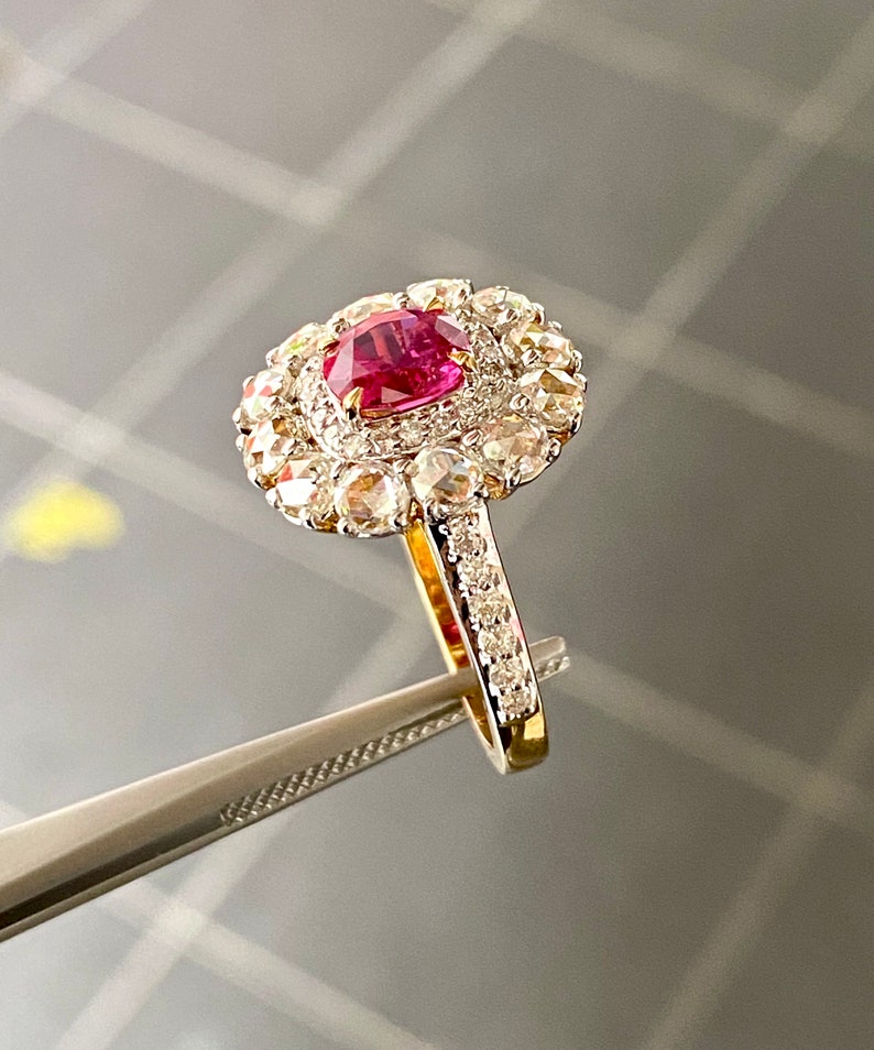 Rare and Stunning Burmese Ruby and Diamond Ring in Solid 18K Gold - Etsy