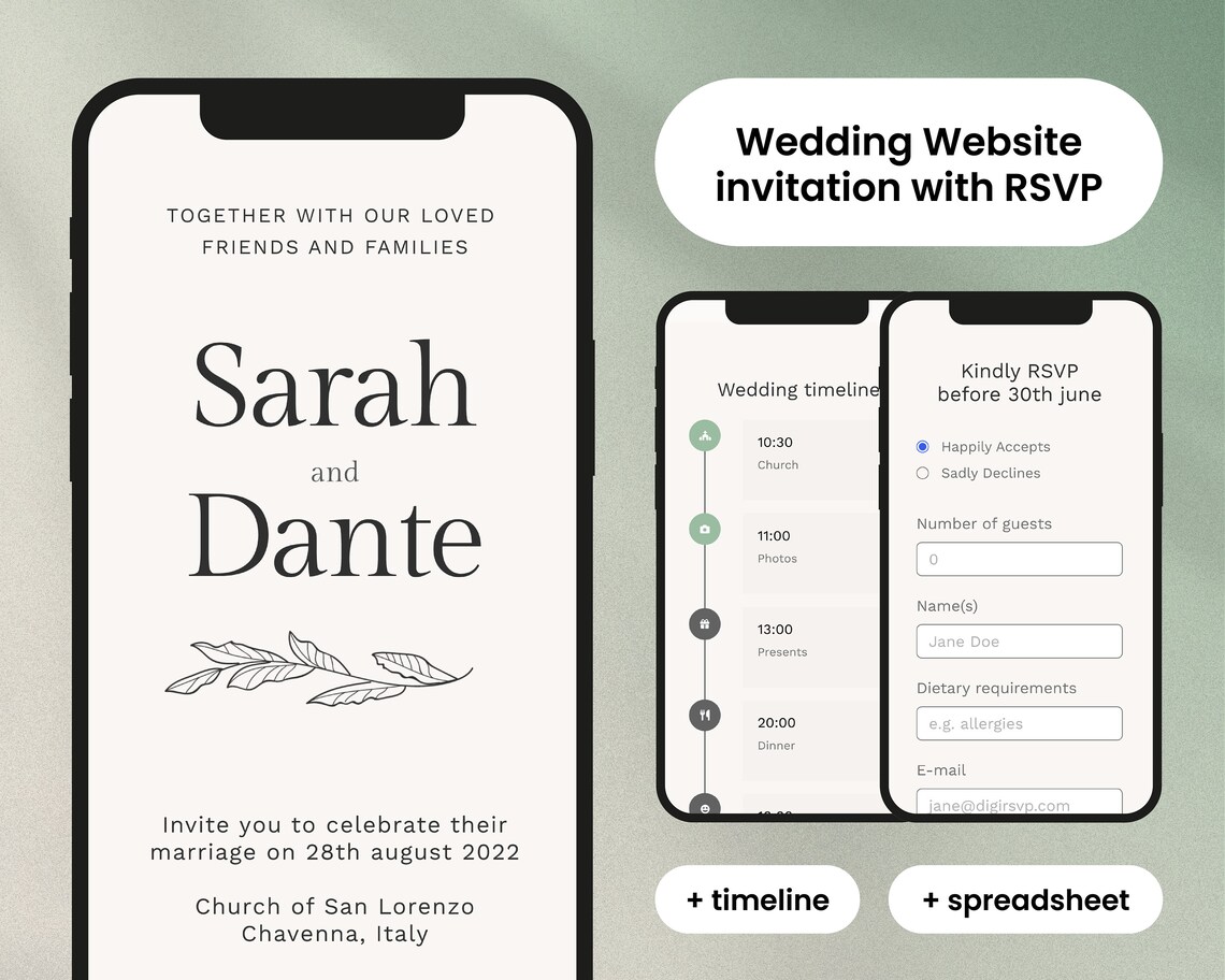 Digital Wedding Invitation, Website With Online RSVP, Wedding Timeline ...