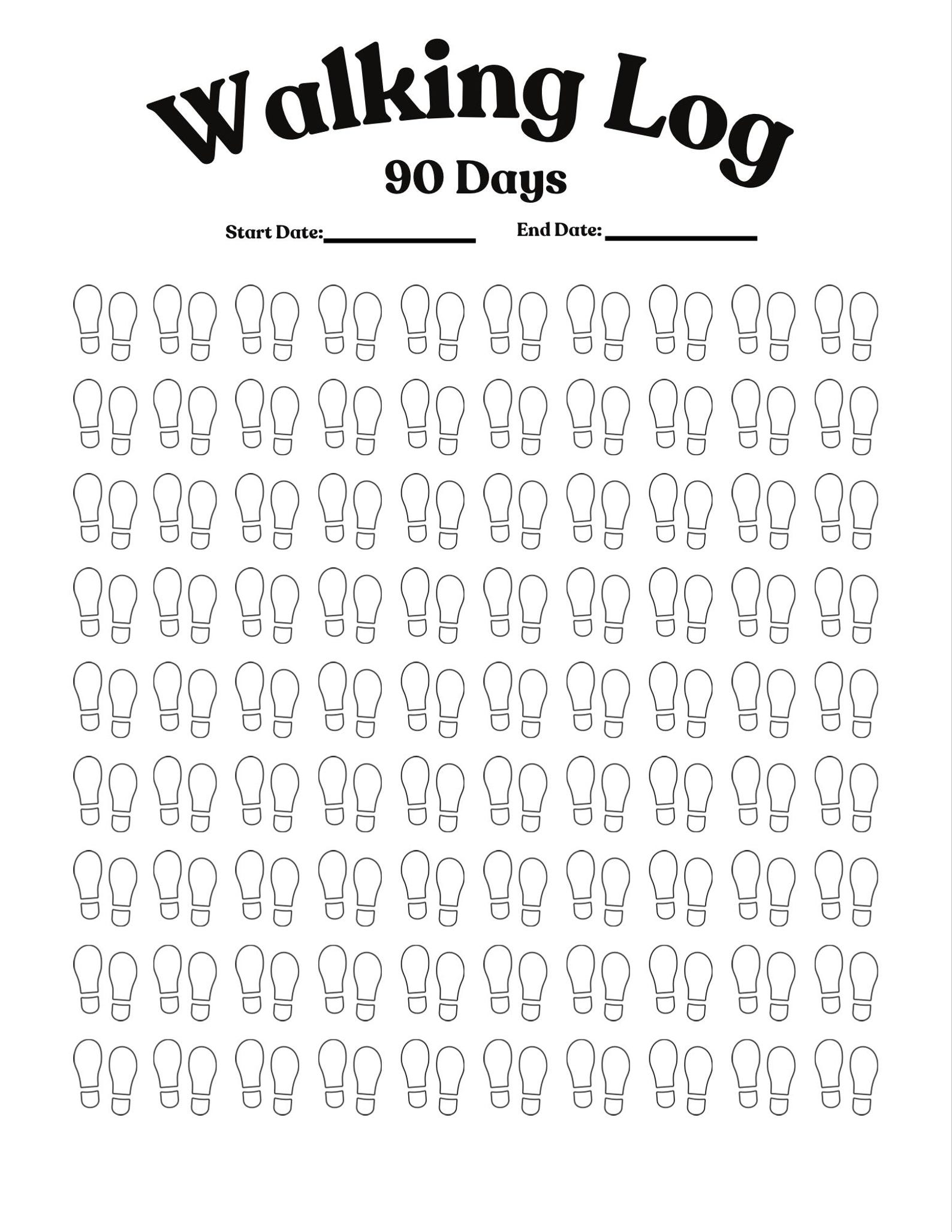 90 Day Walking Log - Etsy