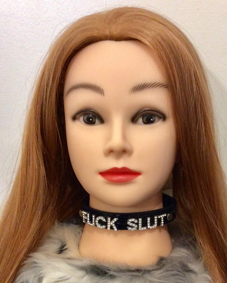 Black Bondage Choker F Slut Cum Slut F Toy F Doll Whore Etsy Uk