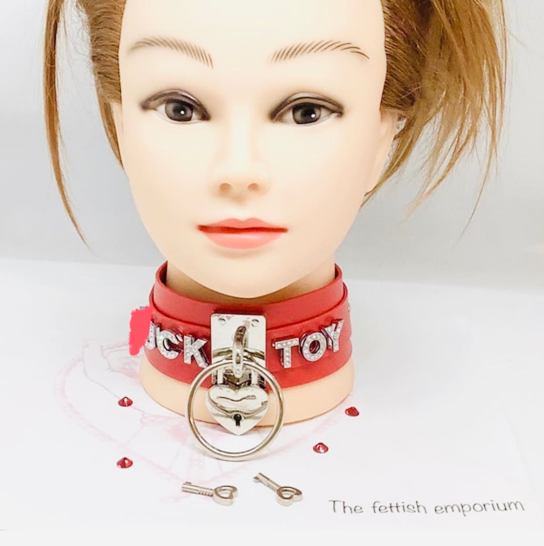 Red Bdsm Collar Lockable Padlock Keys Kink Bdsm Custom Fetish Collar ...