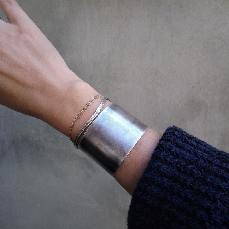 Wide Silver Cuff - Etsy