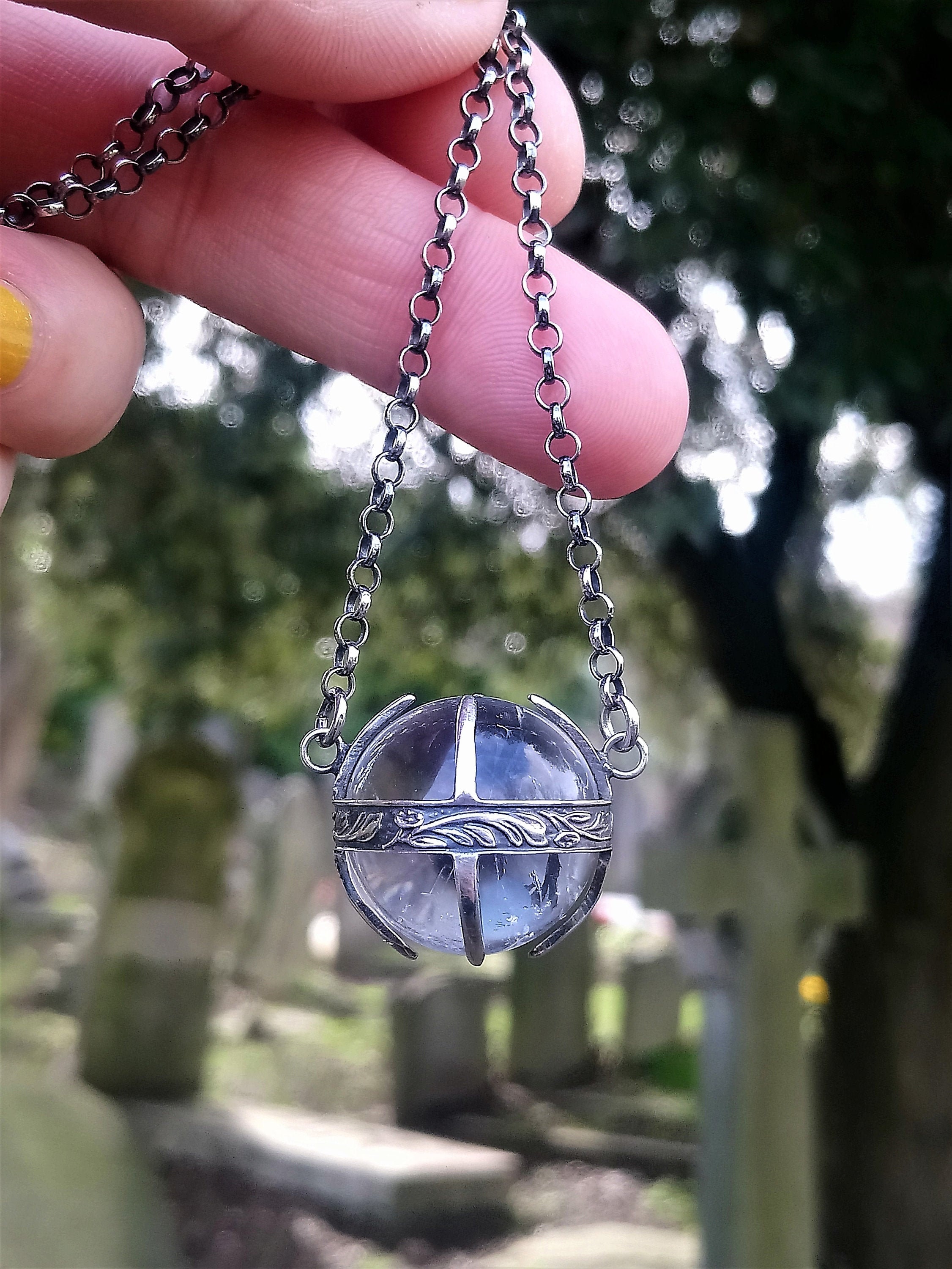 MAGIC BALL NECKLACE / Sterling Silver / Crystal Quartz Gemstone - Etsy UK