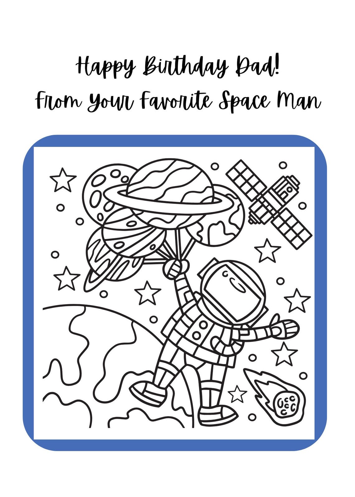 Printable Happy Birthday Card for Dad or Father for Coloring ...