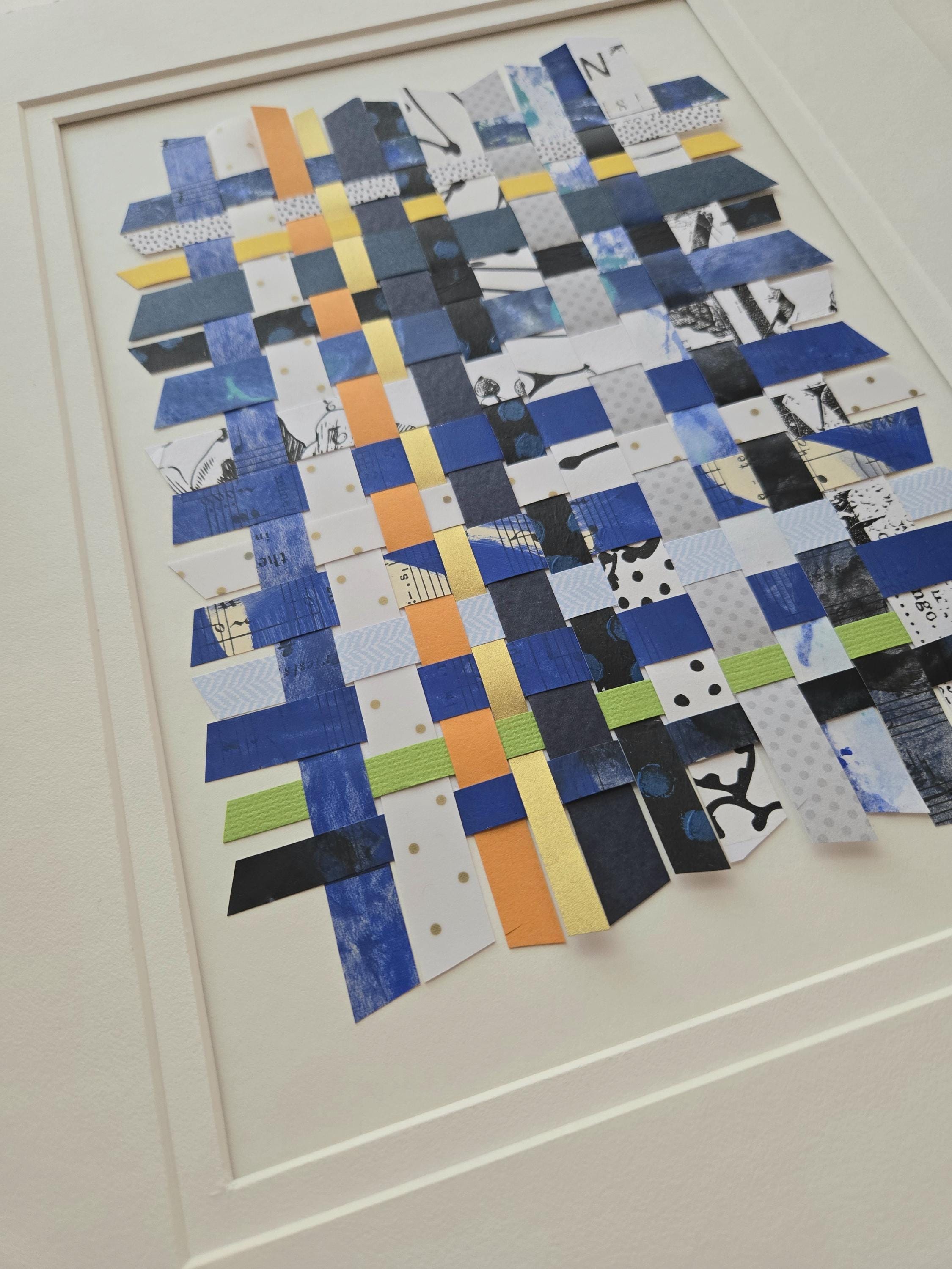 Woven Paper Wall Art, Paper Weaving Artwork, Mixed Media Paper Art in ...