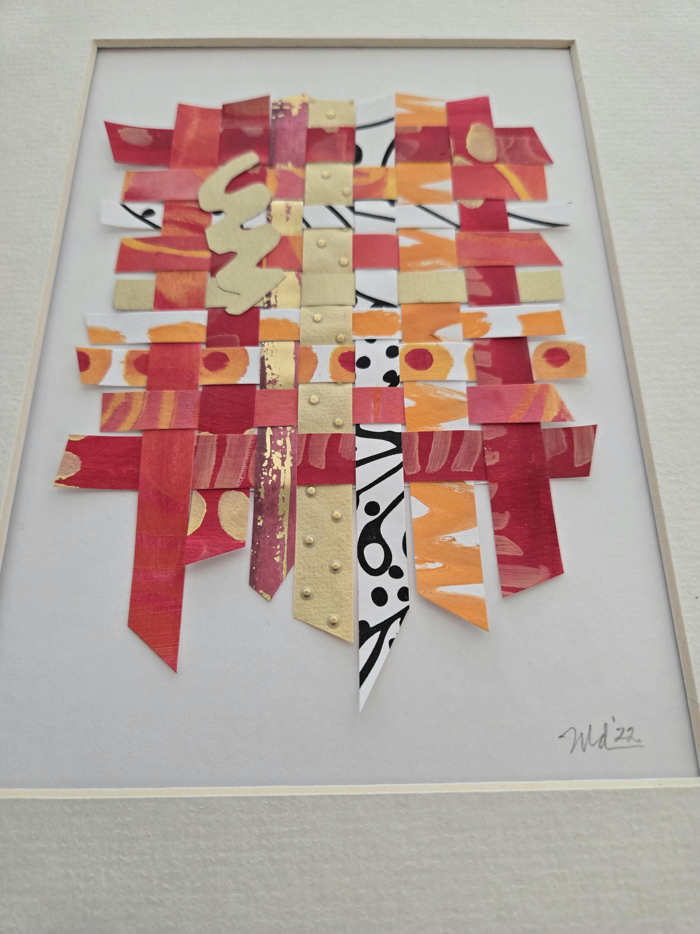 Woven Paper Wall Art, Paper Weaving Artwork, Mixed Media Paper Art in ...
