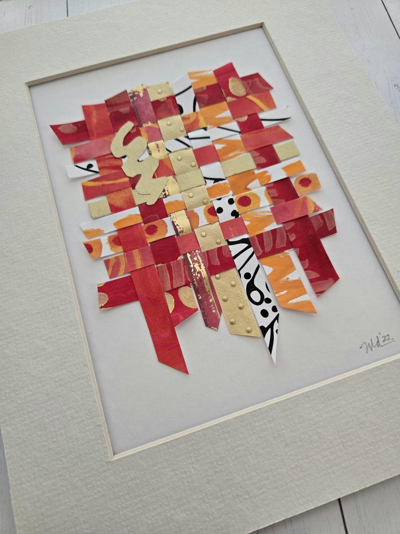 Woven Paper Wall Art, Paper Weaving Artwork, Mixed Media Paper Art in ...