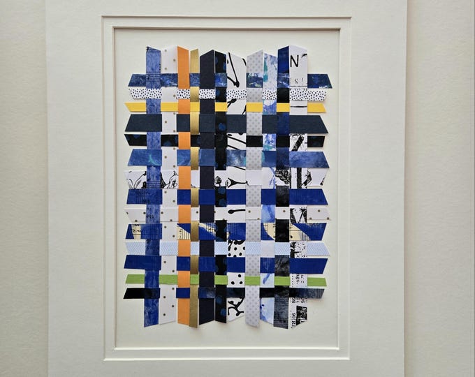 Woven Paper Wall Art, Paper Weaving Artwork, Mixed Media Paper Art in ...