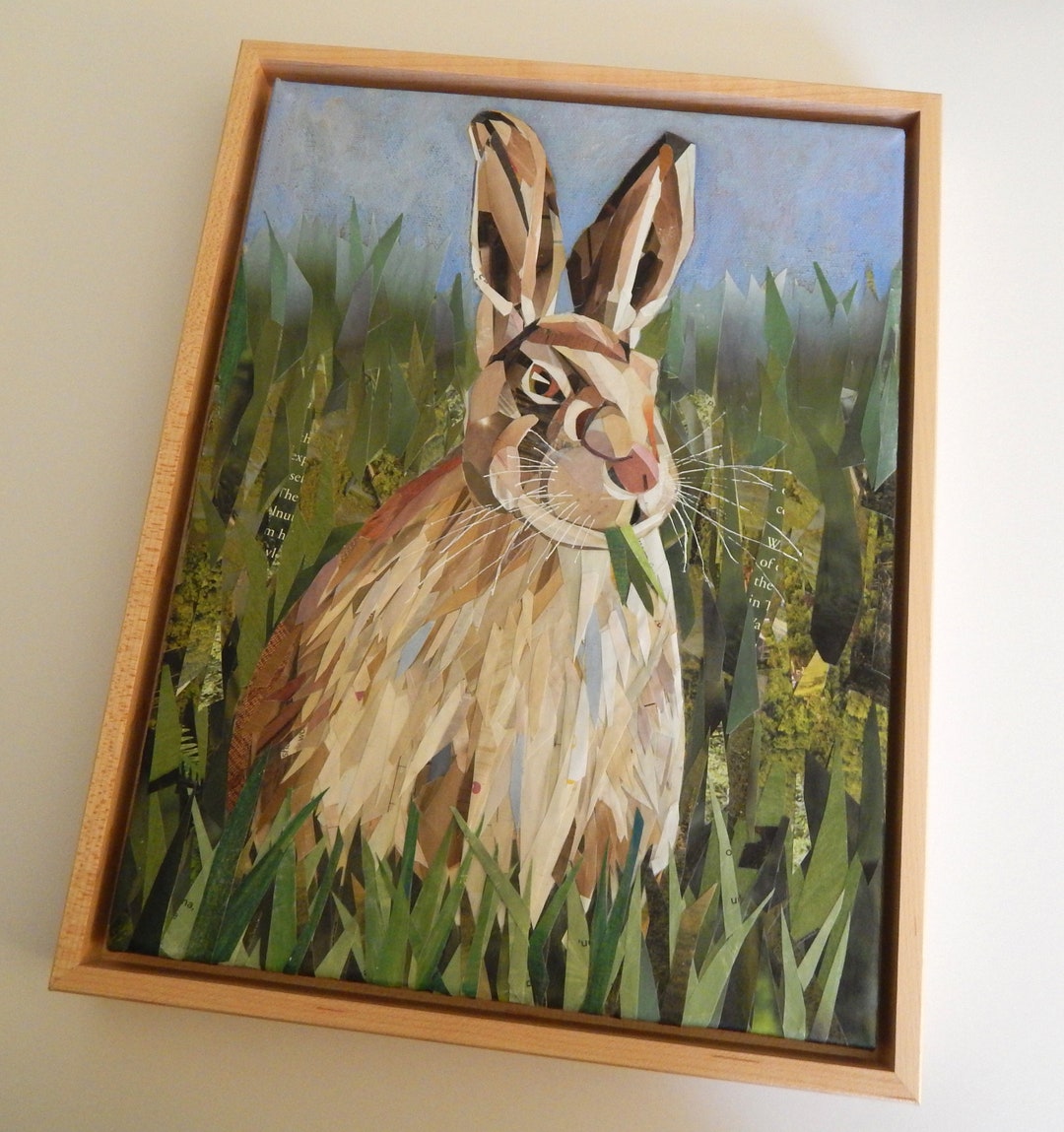 Paper Collage Art Original, Rabbit Collage Art, Mixed Media Art, Paper ...