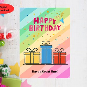 Printable Colorful Birthday Card, Ready to Print Birthday Card ...