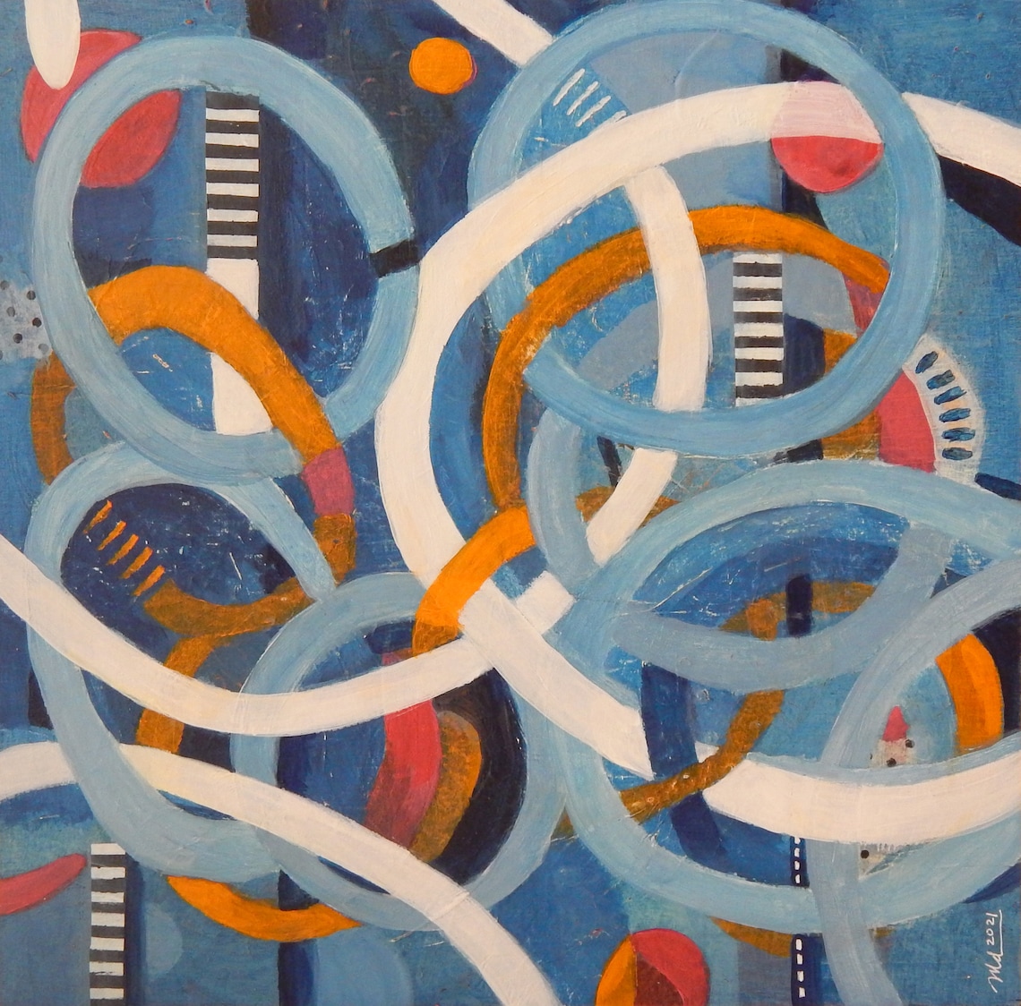 Original Abstract Art With Blue Circles Acrylic Wall Art - Etsy