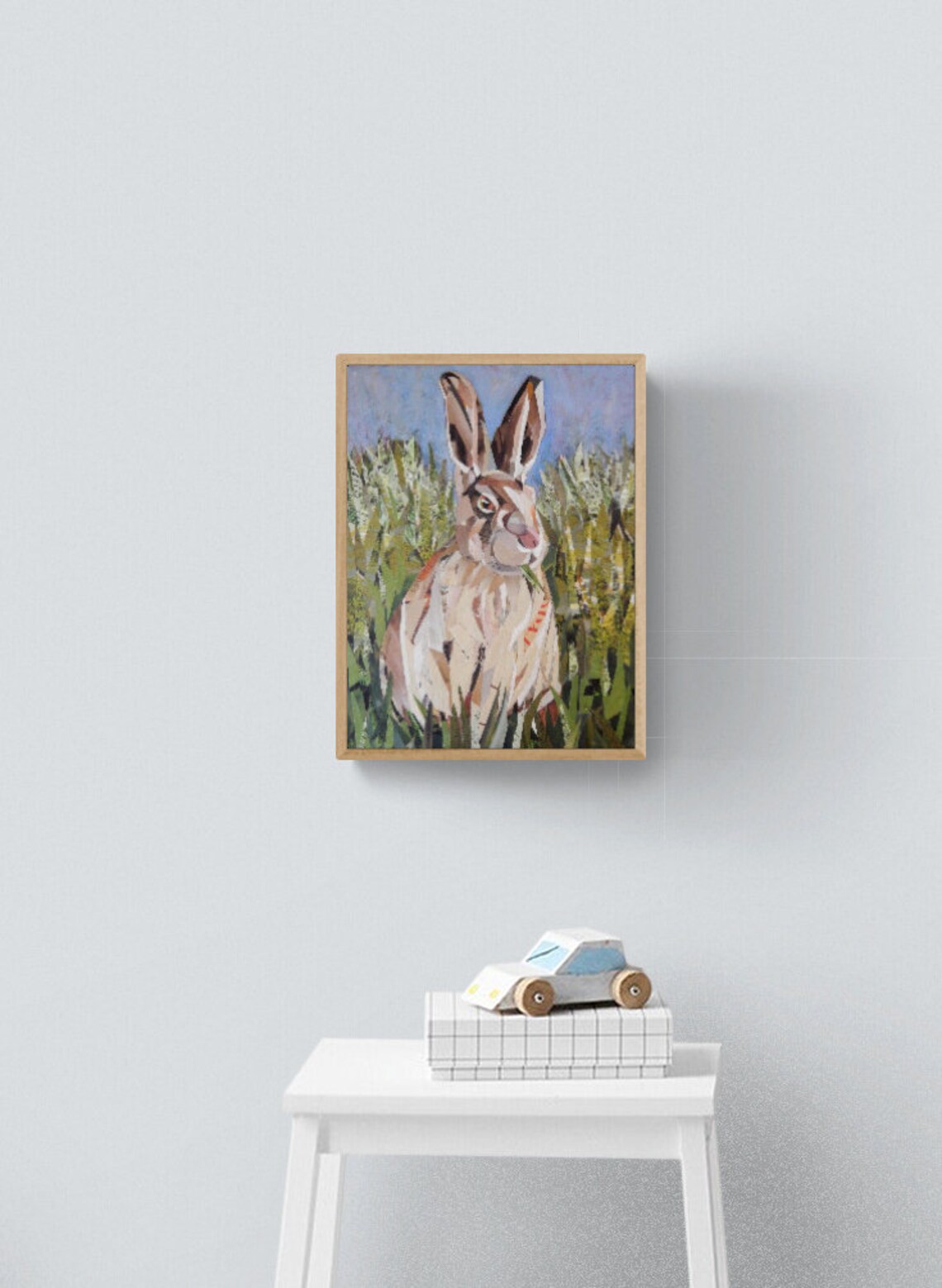 Paper Collage Art Original Rabbit Collage Art Mixed Media | Etsy