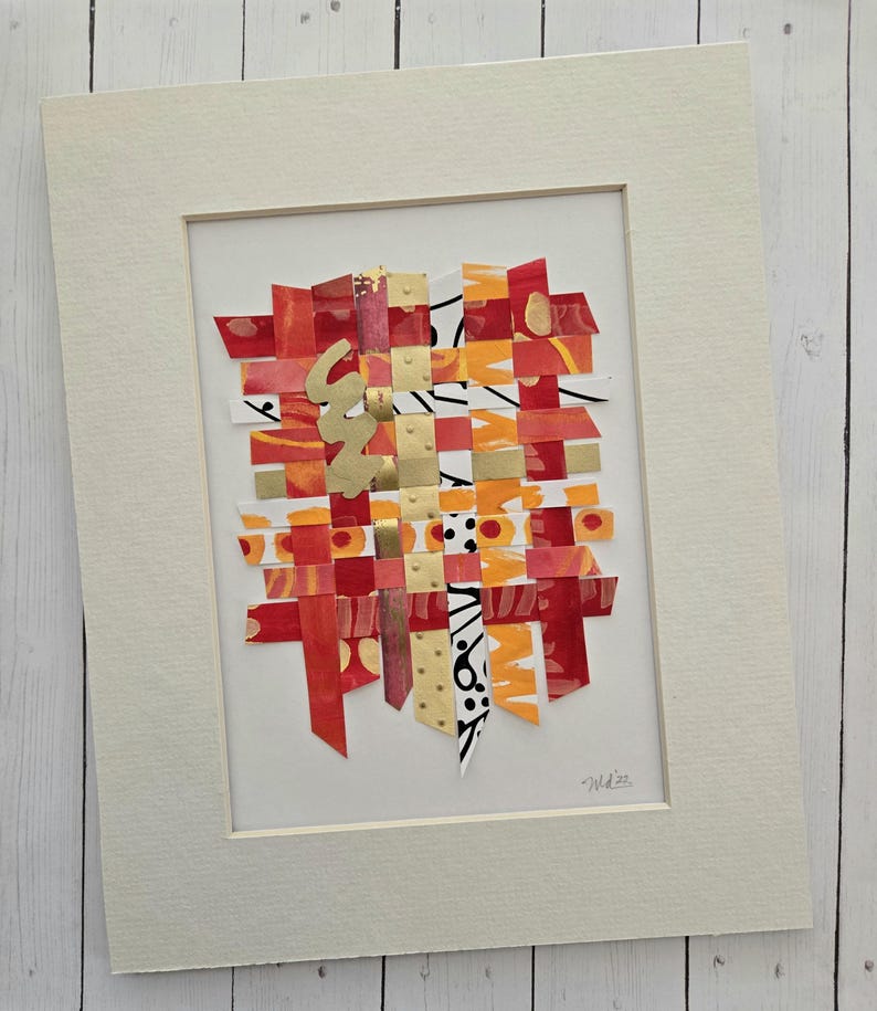 Woven Paper Wall Art, Paper Weaving Artwork, Mixed Media Paper Art in ...