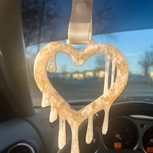 White Mica / Gold Foil Drippy Heart Tsurikawa - Etsy