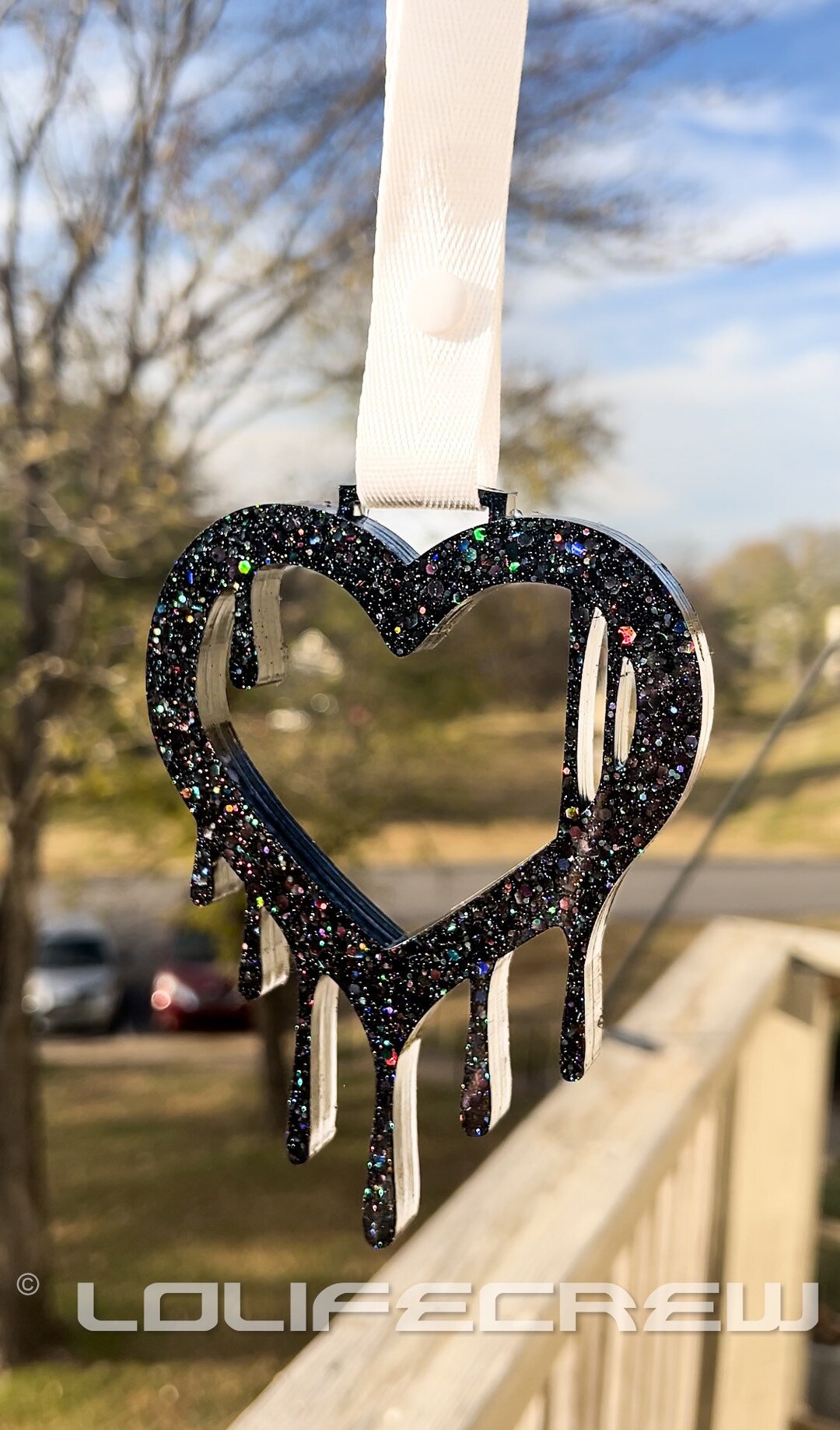 Black Holo Drippy Heart Tsurikawa - Etsy