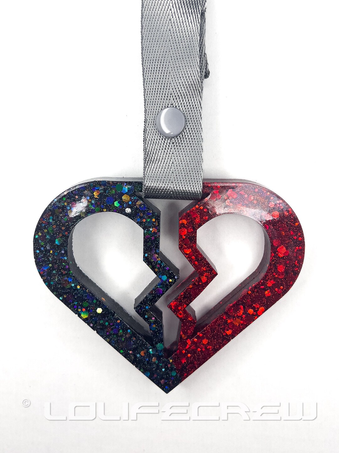 Red & Black Holo Broken Heart Tsurikawa - Etsy