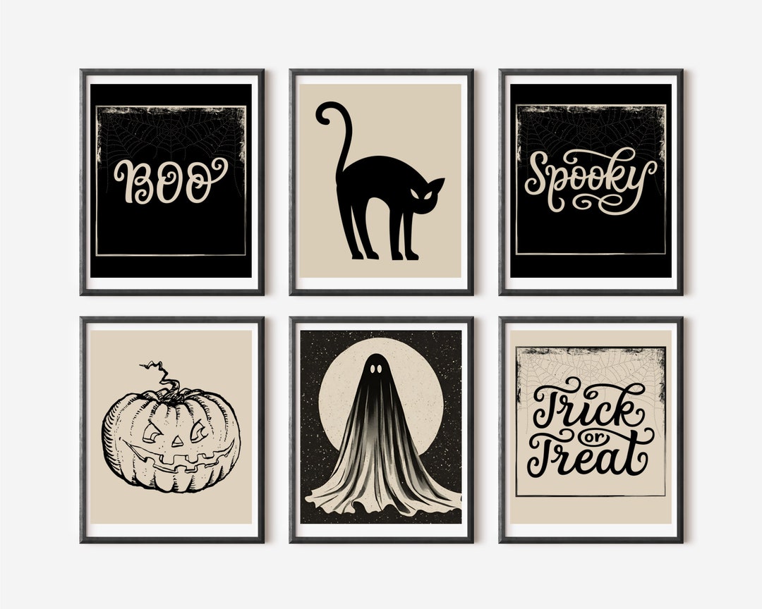 Spooky Halloween Wall Set, Printable, Vintage Halloween, Halloween ...