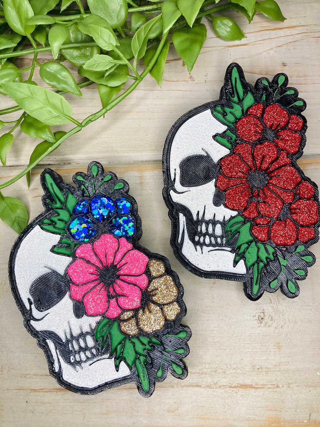 Skull Freshie | Skull With Flowers Freshie | Flower Freshie | Freshie ...