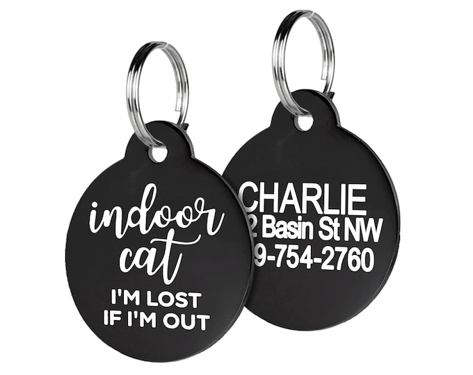 Small Cat Id Tag for Collar With Name and Phone Number Hand Stamped ...
