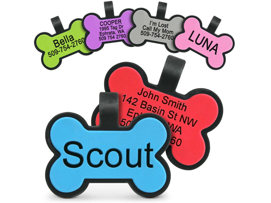Gotags Silicone Dog Tag, Bone Shape Silent Dog Tags, Soundless ...